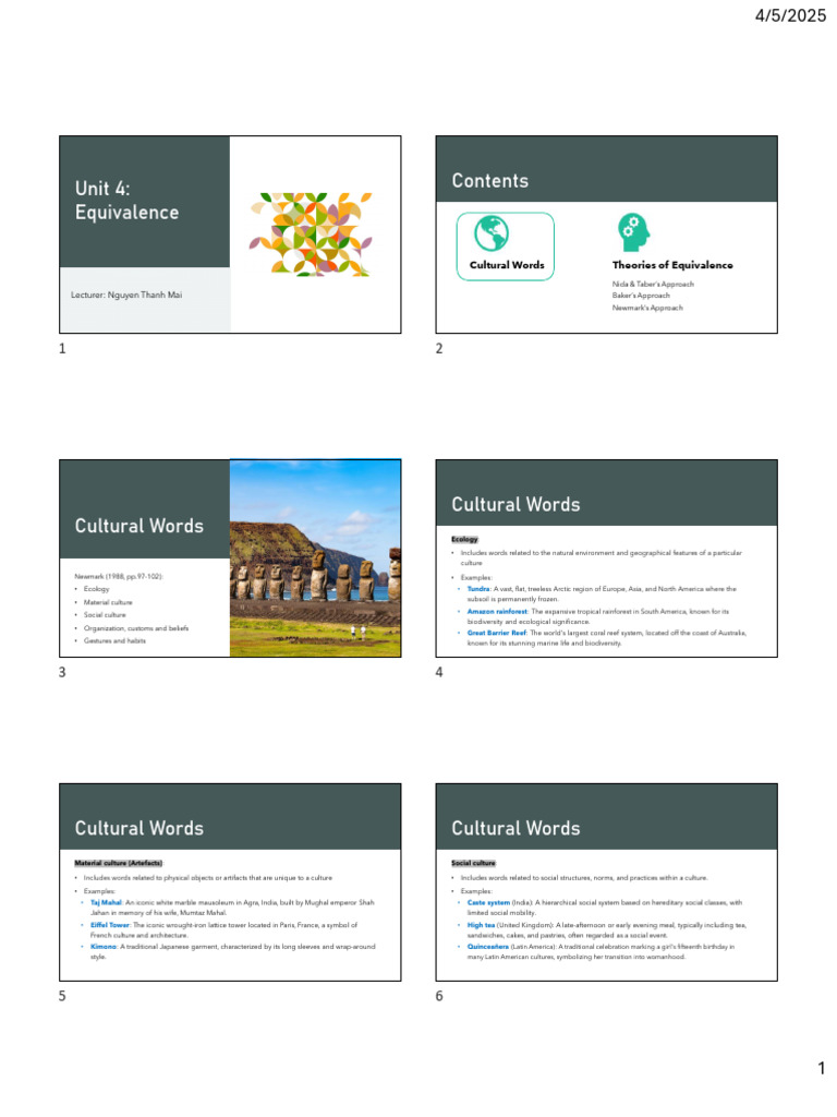 Handout Unit 4 - Equivalence | PDF | Idiom | Translations