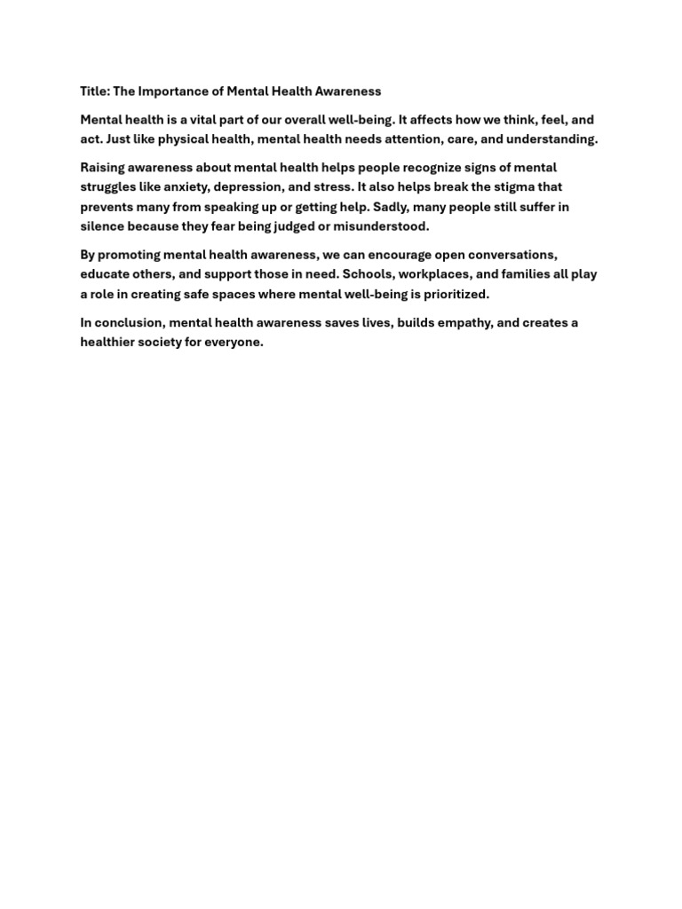 Mental Health Awareness Short | PDF