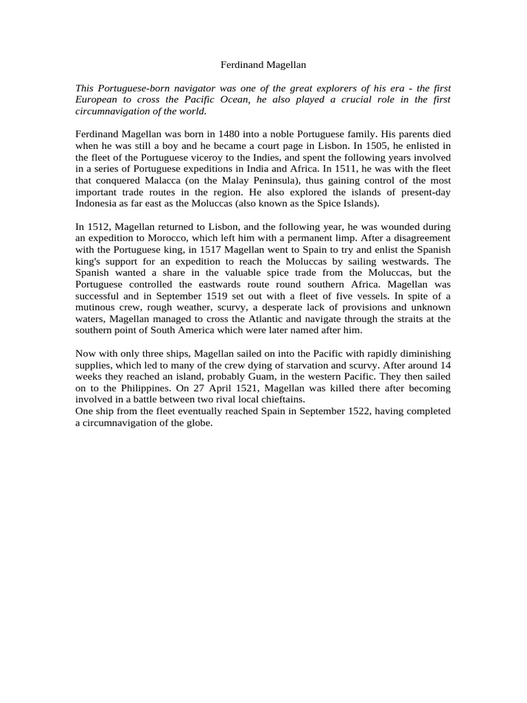 Magellan's Historic Circumnavigation | PDF