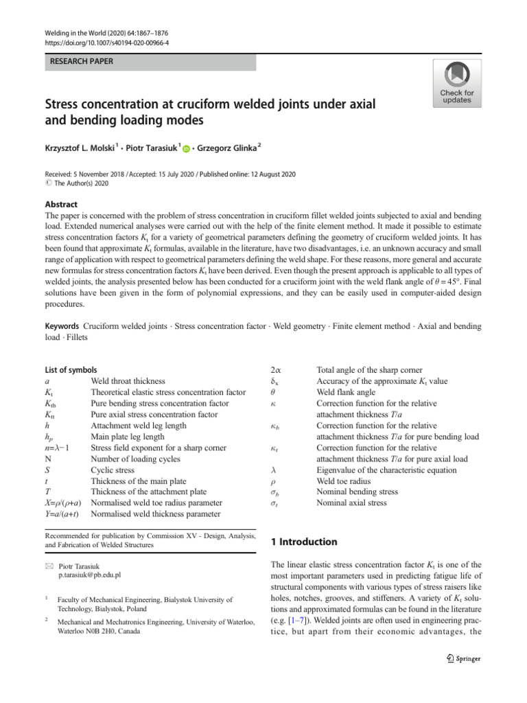 Stress Concentration in Welded Joints | PDF | Stress (Mechanics ...