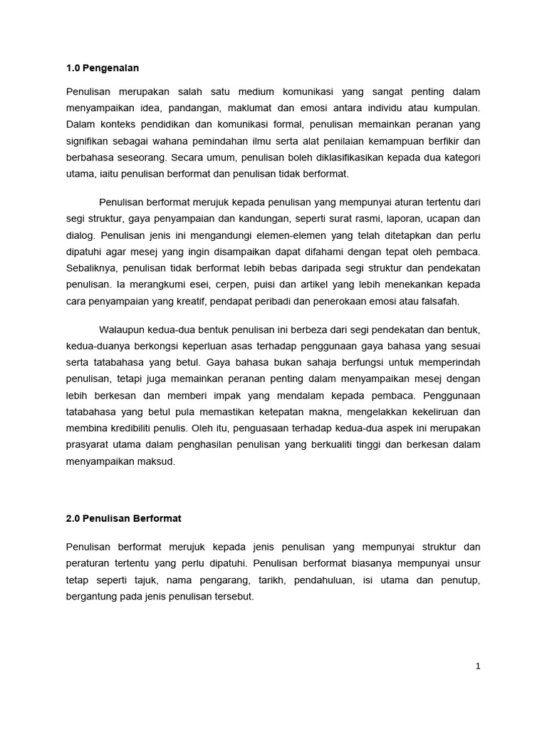 Penulisan Berformat Dan Tidak Berformat | PDF