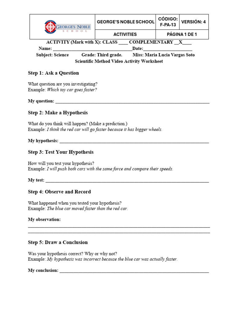 Complementary Activity - Scientific Method | PDF | Hypothesis ...
