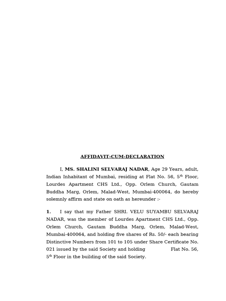 Affidavit-Cum-Declaration for Succession | PDF | Common Law | Justice