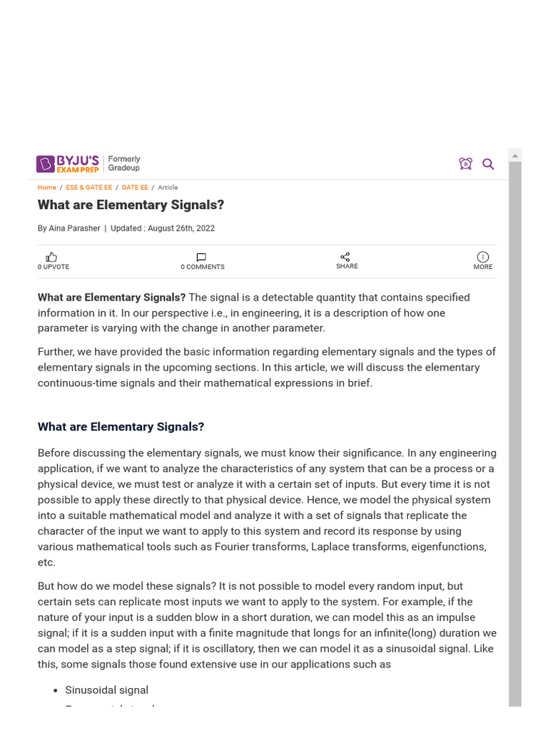 What Are Elementary Signals - Types | PDF | Sine Wave | Phase (Waves)