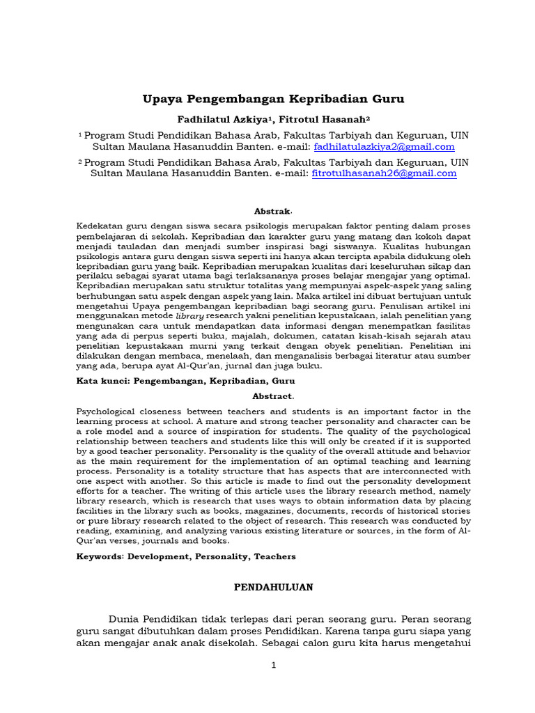 Pengembangan Kepribadian Guru | PDF