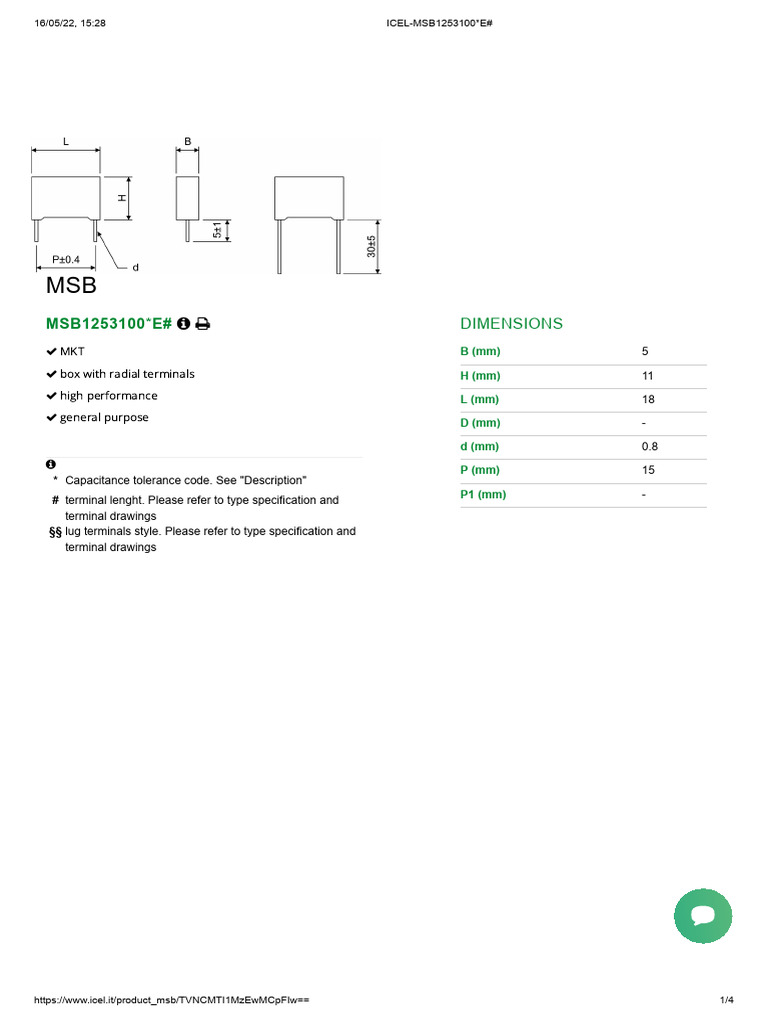 ICEL-MSB1253100 - E# - Originale | PDF | Capacitor | Electricity