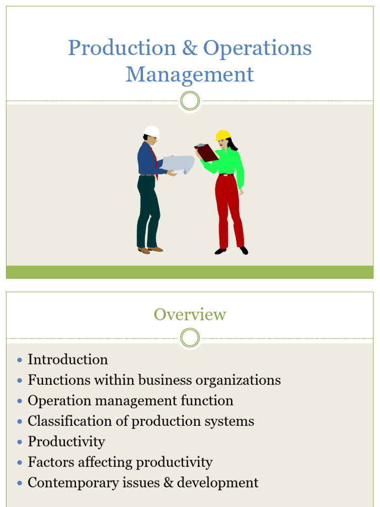 Chapter 1 - Production & Operations Management | PDF | Factors Of ...