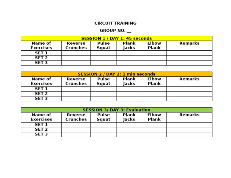 Circuit Training | PDF