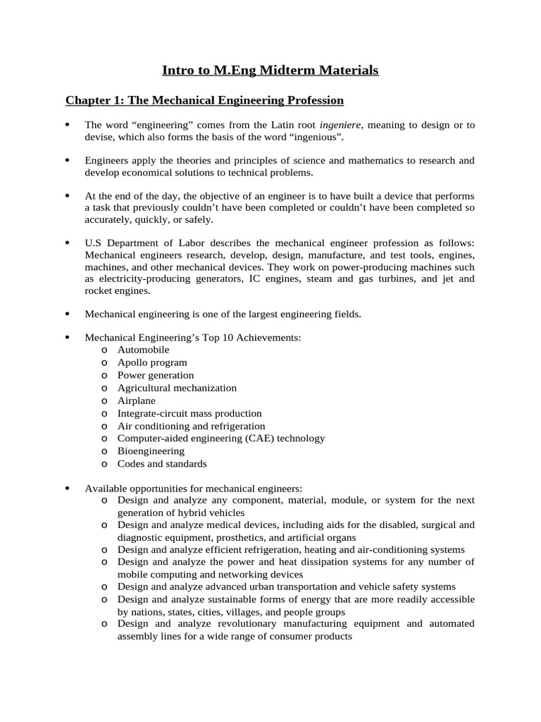 Intro to Mechanical Engineering Concepts | PDF | Engineering ...