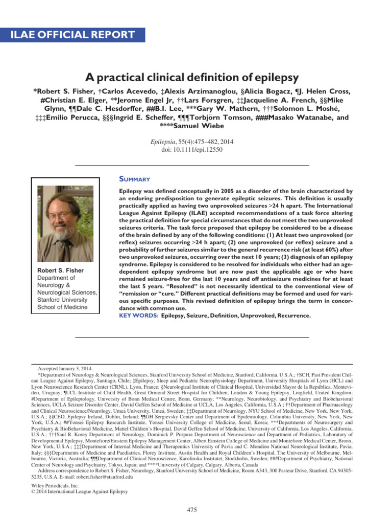Practical Definition of Epilepsy Explained | PDF | Epilepsy | Medicine