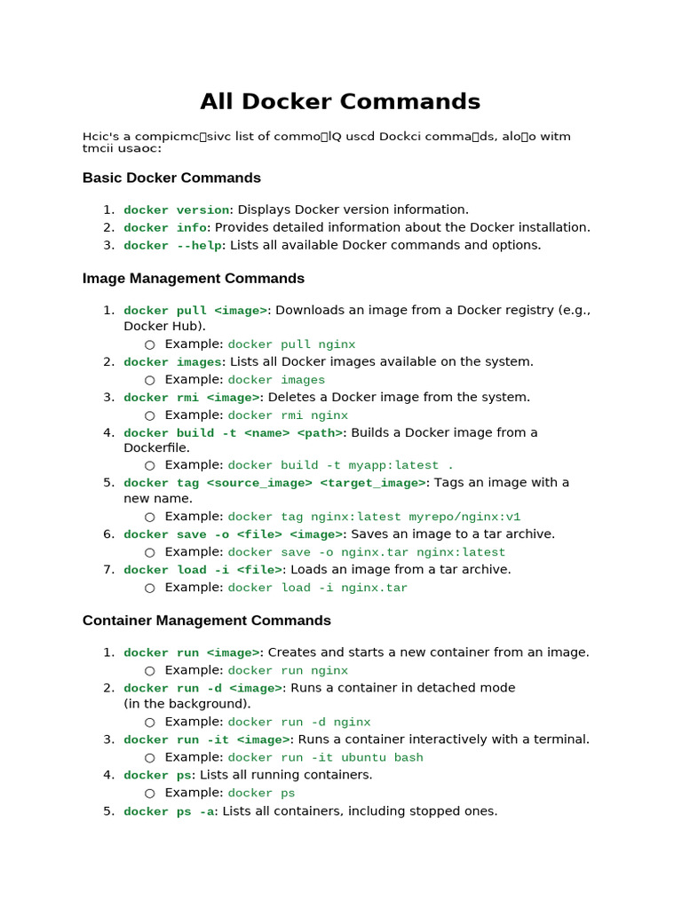 Docker Commands | PDF | Software Engineering | Operating System Families