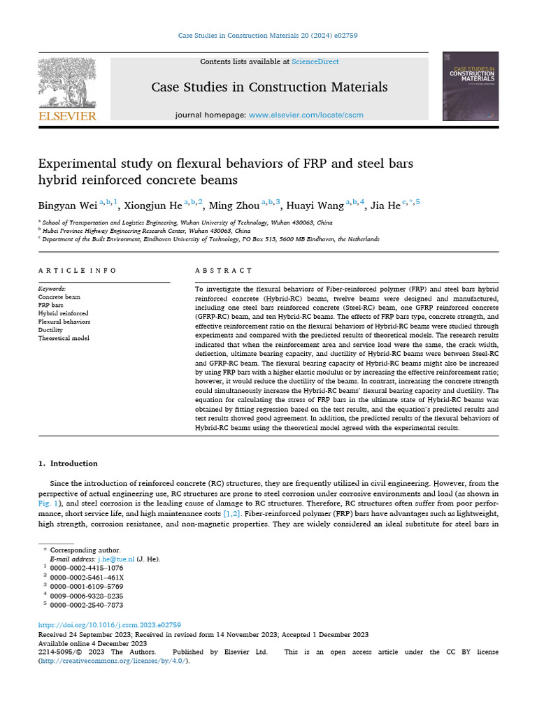 Ming Zhou (FRP Bars in Beams) | PDF | Beam (Structure) | Deformation ...