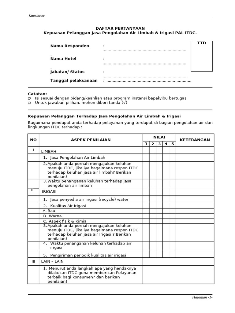 form Kuisioner_Kepuasan_Pelanggan_new | PDF