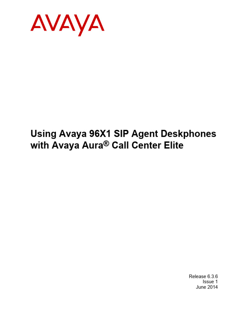 Using 96X1 SIP Agent Deskphones With Avaya Aura Call Center Elite | PDF ...