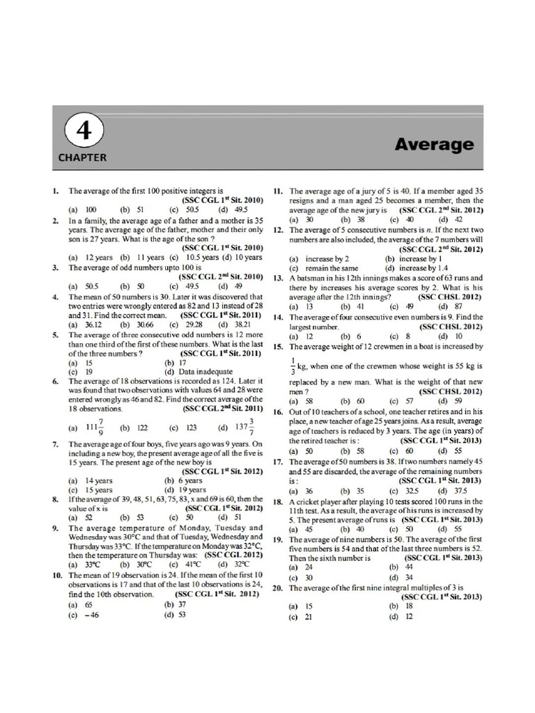 Average pyq | PDF