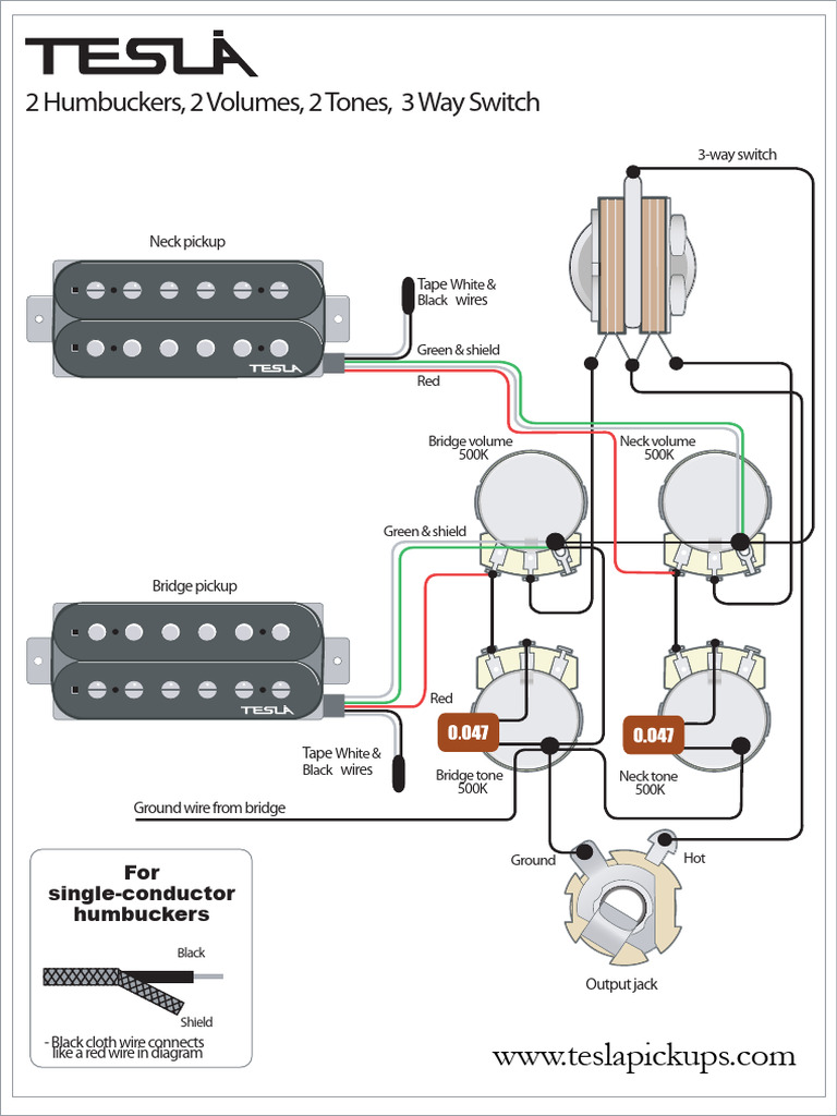 2 Humbuckers 2 Volumes 2 Tones Wiring | PDF