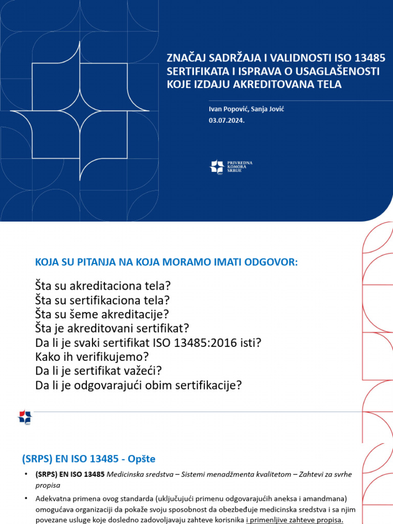 7-ISO 13485 I Isprave o Usaglašenosti Ivan Popovic I Sanja Jovic | PDF