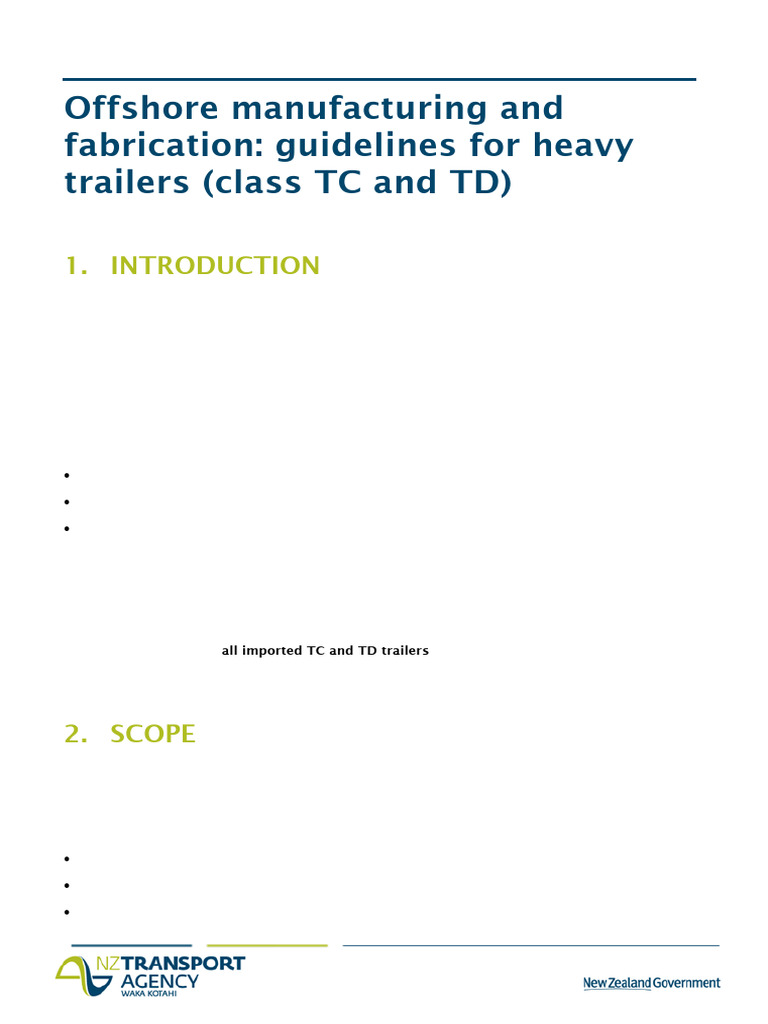 Offshore Manufacturing and Fabrication Guidelines For Heavy Trailers (Class TC and TD) | PDF ...