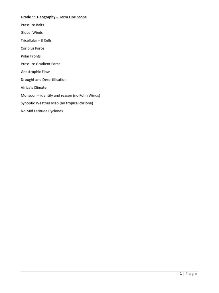 Grade 11 Geography Term 1 Notes | PDF