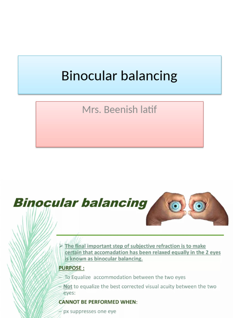 Binocular Balancing 1 | PDF