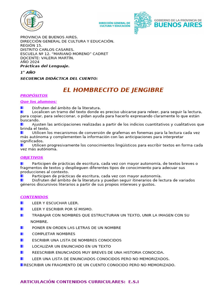 Actividades del Hombrecito de Jengibre | PDF | Comunicación | Cognición