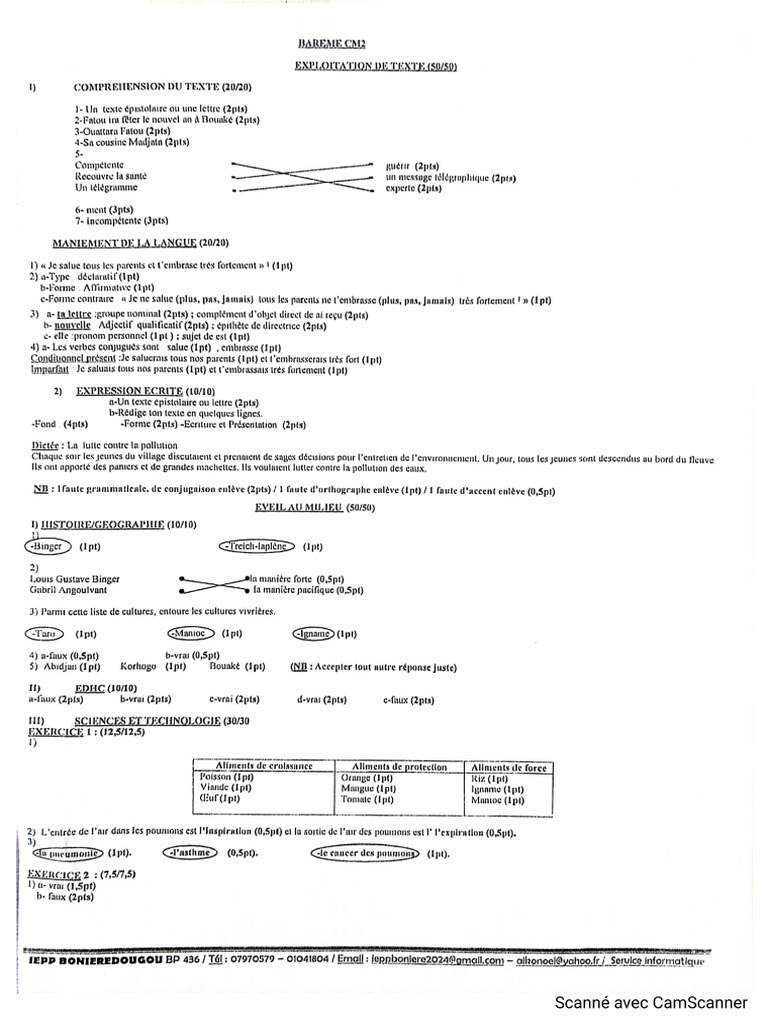 Compo n°2 2025 IEP Boniérédougou -Correction | PDF