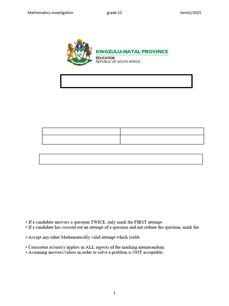 Grade 12 Math Memo Term 1 2025 | PDF | Applied Mathematics | Functions ...