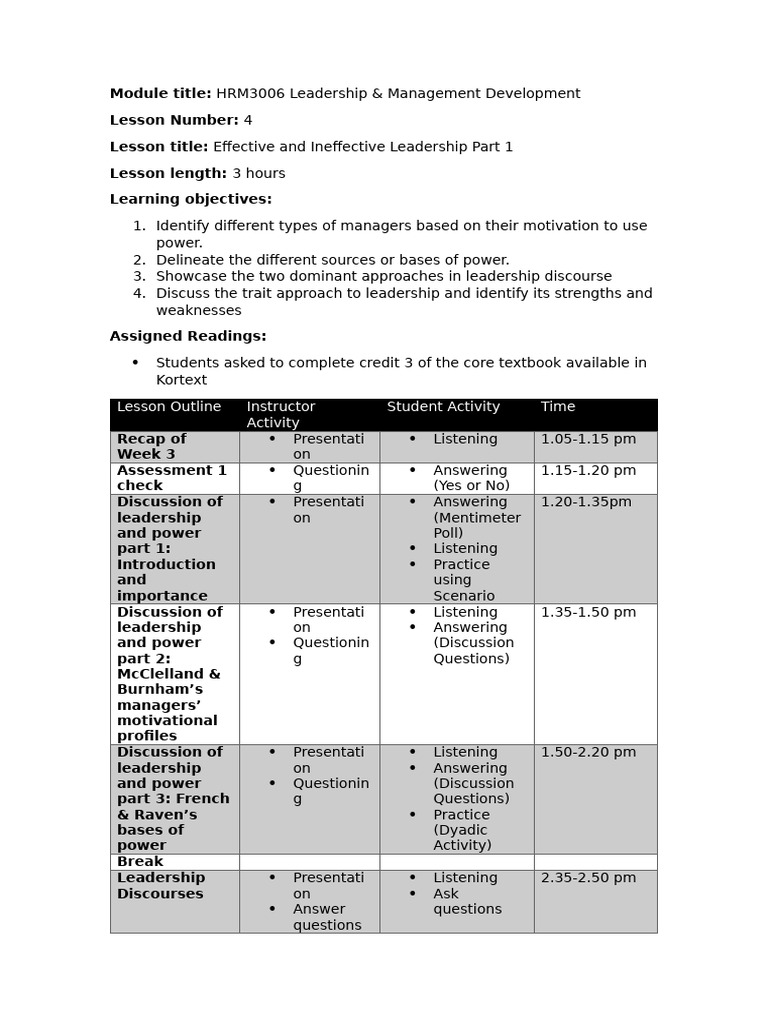 Lesson Plan - Teaching Observation 1 | PDF | Leadership | Social Psychology