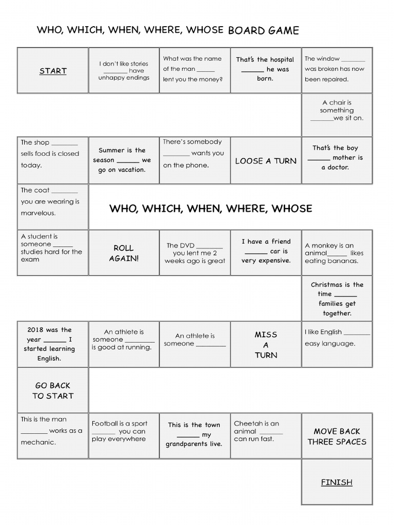 RELATIVE CLAUSE BOARD GAME | PDF