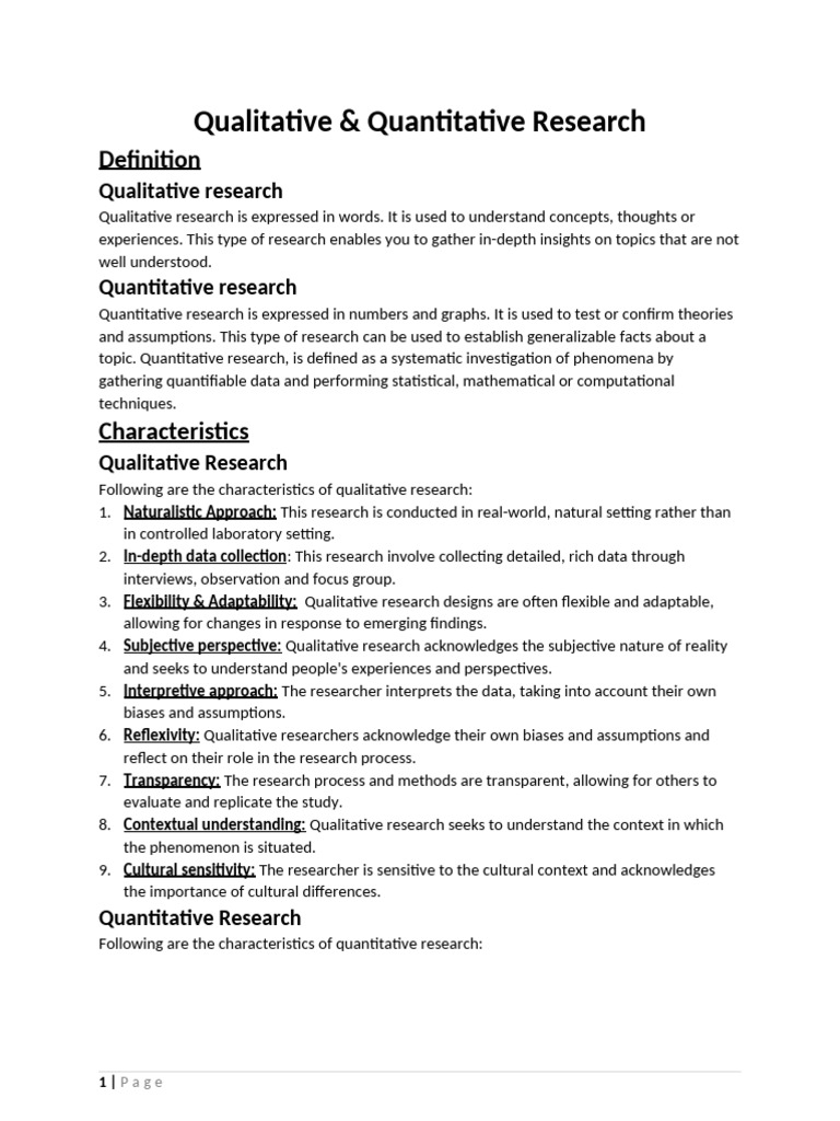 Qualitative vs Quantitative Research Guide | PDF | Scientific Method ...