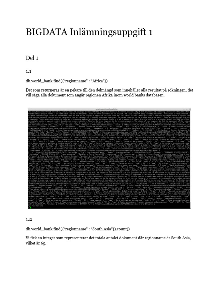 BIGDATA Inlämningsuppgift 1 Grupp 21 | PDF