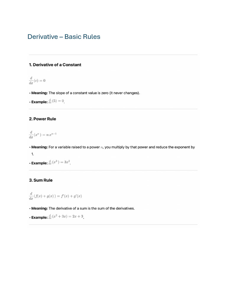 Derivative Rules | PDF