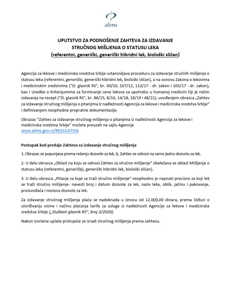 UPUTSTVO Strucno Misljenje Jan 2022 | PDF