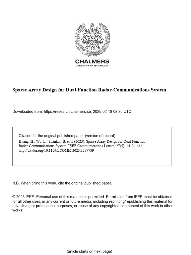 Dual Function MSRR Sparse Radar | PDF | Matrix (Mathematics) | Antenna ...