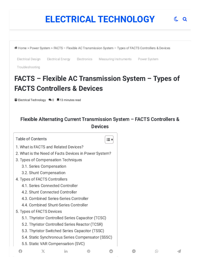 FACTS - Flexible AC Transmission System - Controllers & Devices | PDF ...