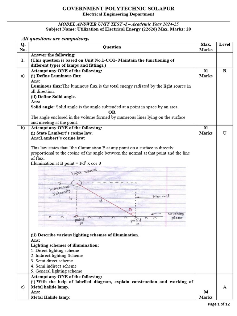 Model Answer Unit Test - Electrical Energy | PDF | Electric Motor ...