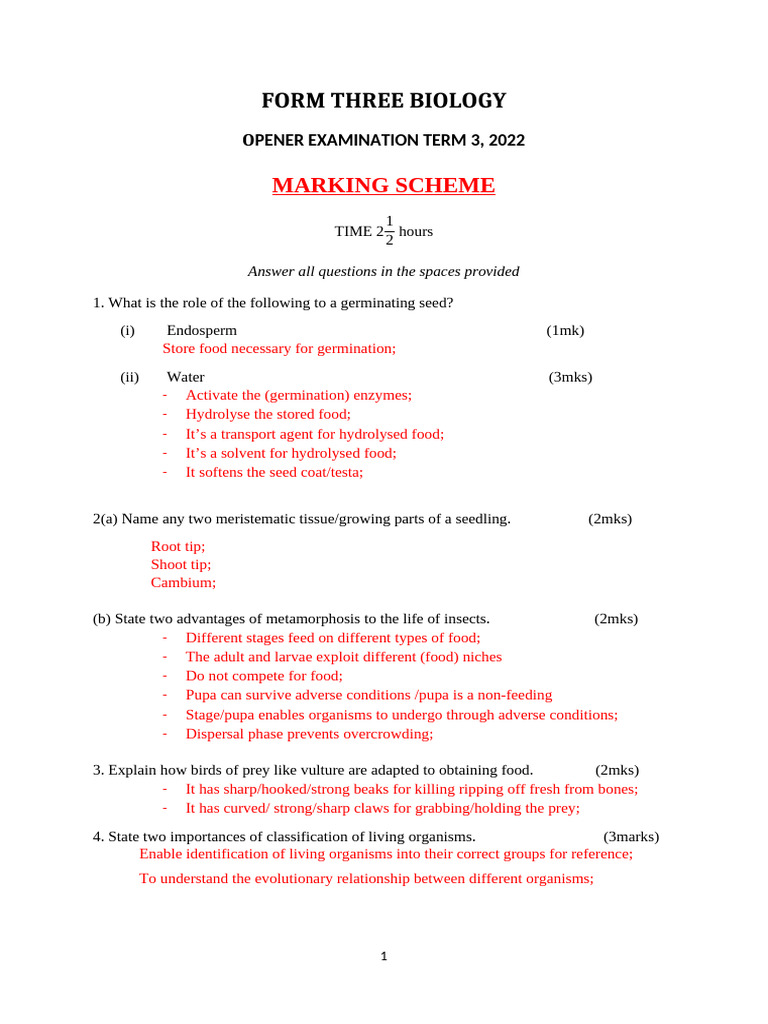06 BIOLOGY F3 2022 MS | PDF | Fertilisation | Seed