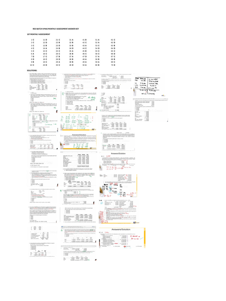Afar Reo Batch 9 Monthly Assessment Answer Key | PDF