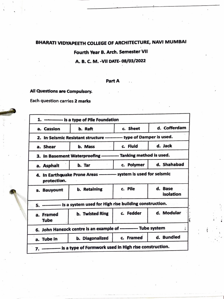 ABCM Sem 7 Question Paper | PDF