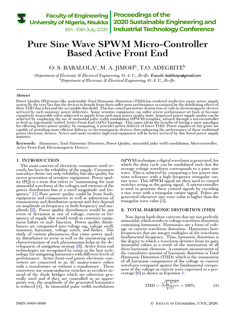 Pure Sine Wave SPWM Micro-Controller | PDF | Power Inverter | Distortion