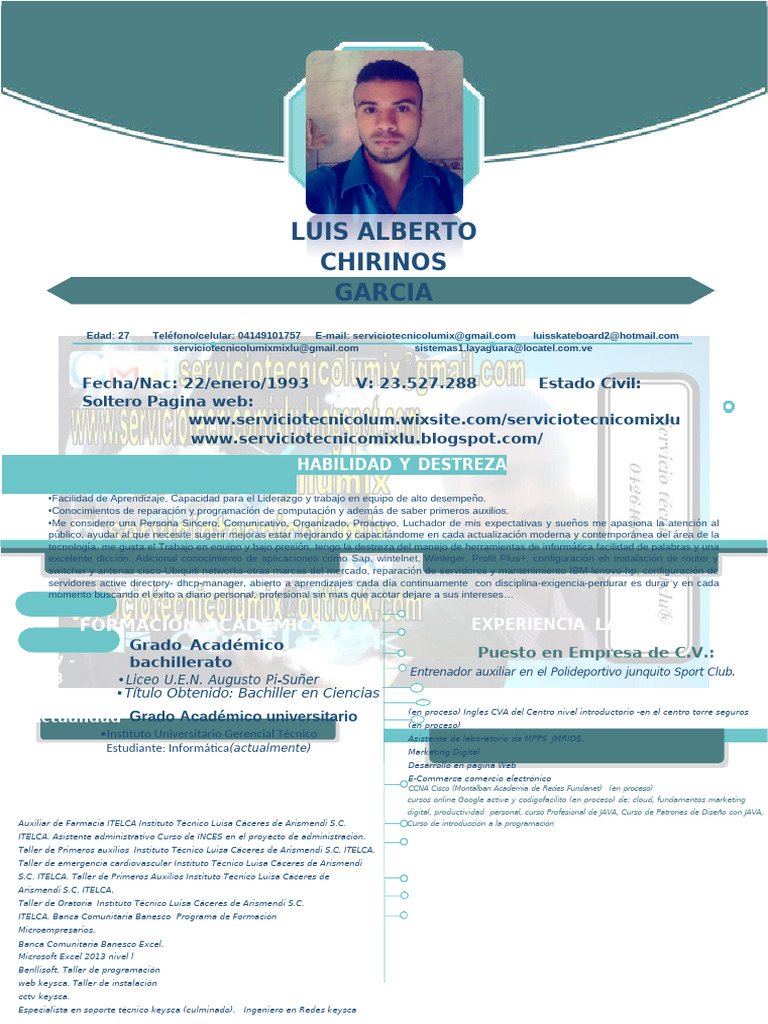 Curriculum Luis Alberto Chirinos Garcia 2 | PDF | Informática