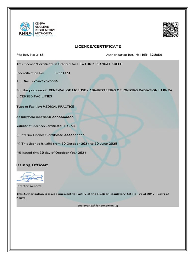 REN-B2U8K6--RADIATION WORKERS LICENSE | PDF