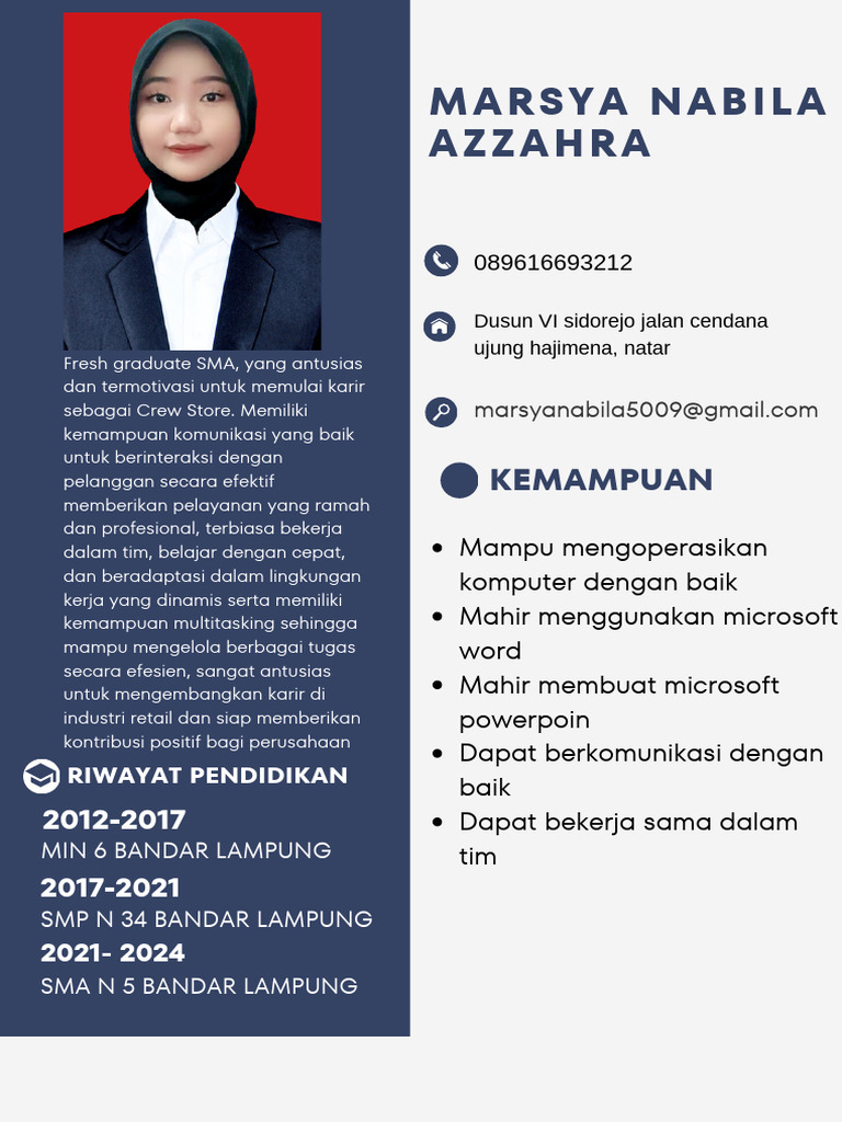 CV Marsya Nabila Azzahra | PDF