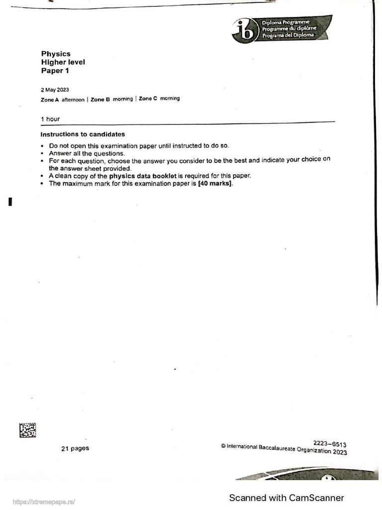 Physics Paper 1 HL | PDF