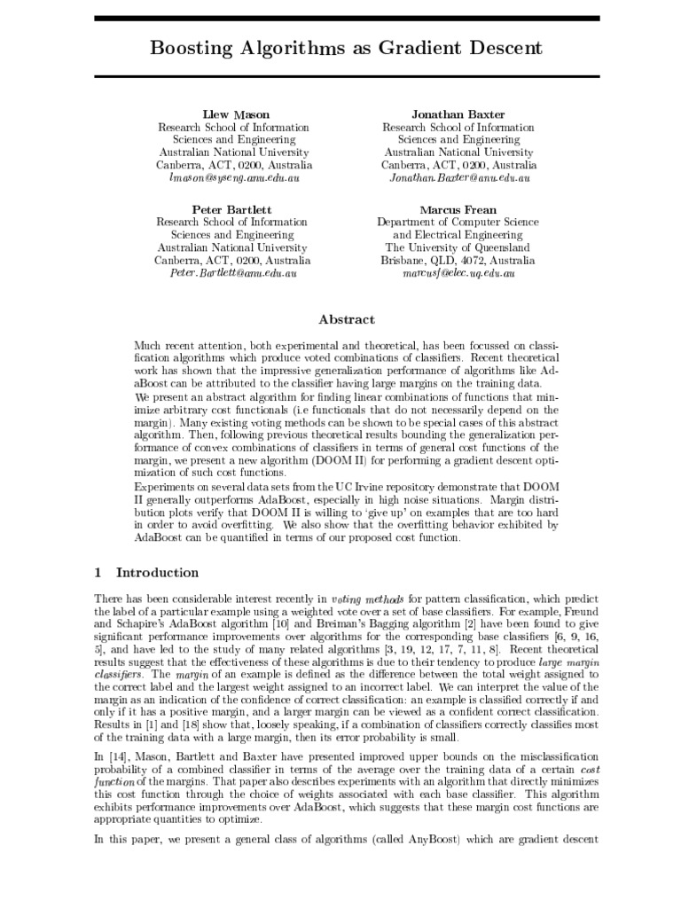 Boosting Algorithms As Gradient Descent | PDF | Applied Mathematics ...