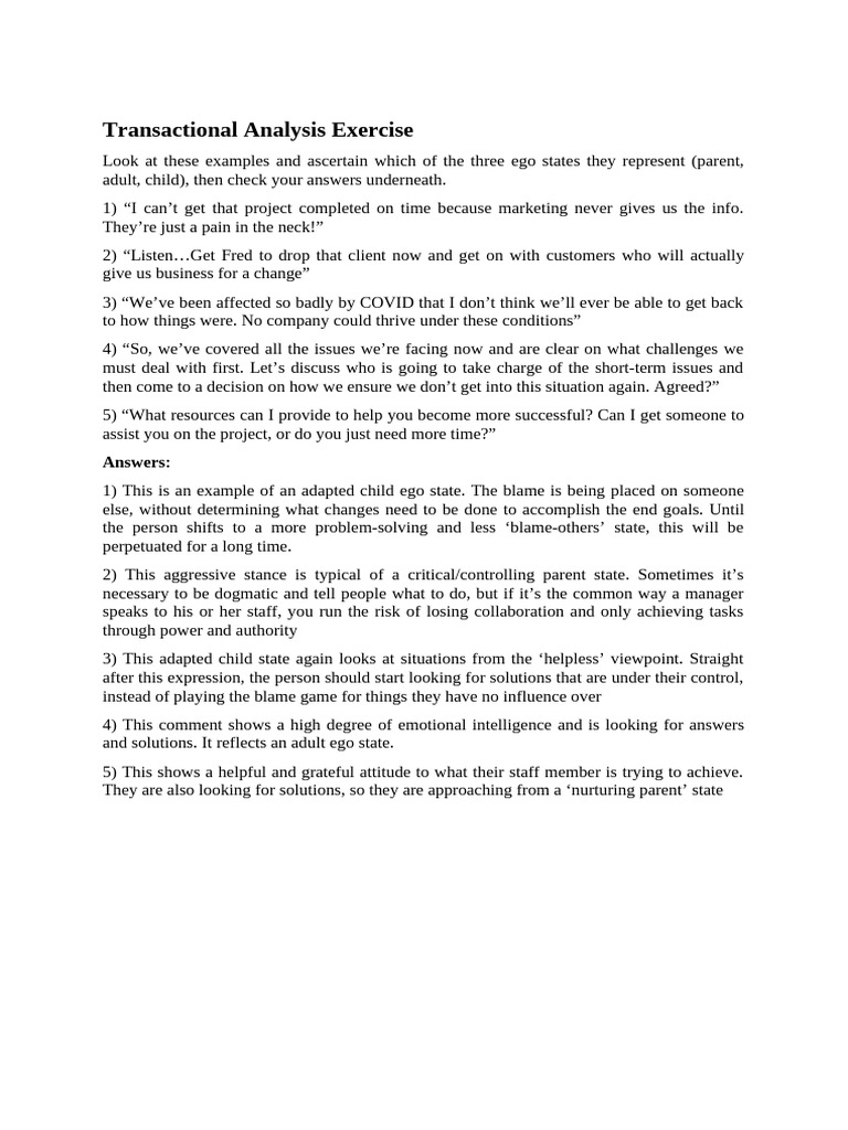 Transactional analysis | PDF