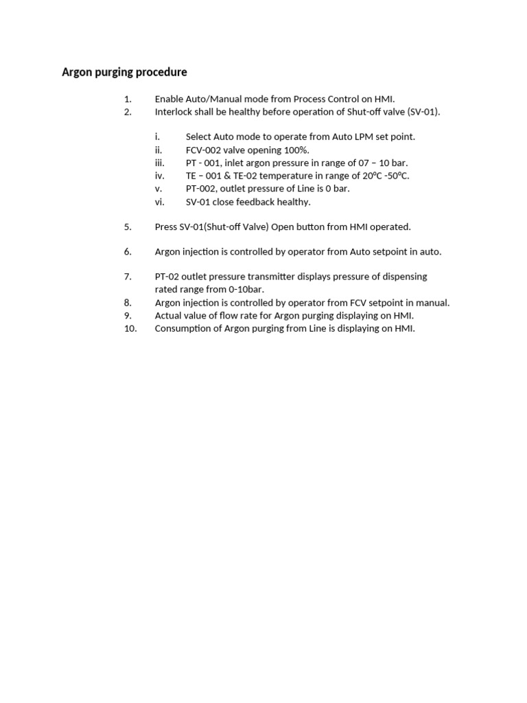 Argon Purging Process Flow Chart | PDF