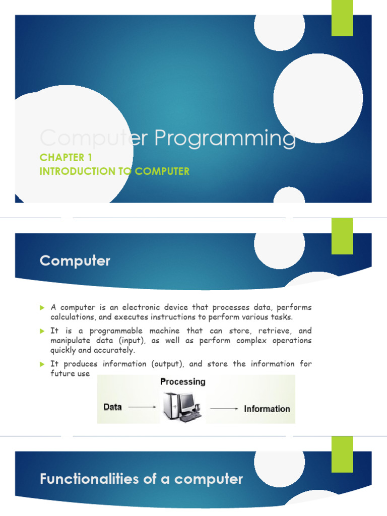 Lecture - 1 Introduction To Computer | PDF | Computer Data Storage | Central Processing Unit