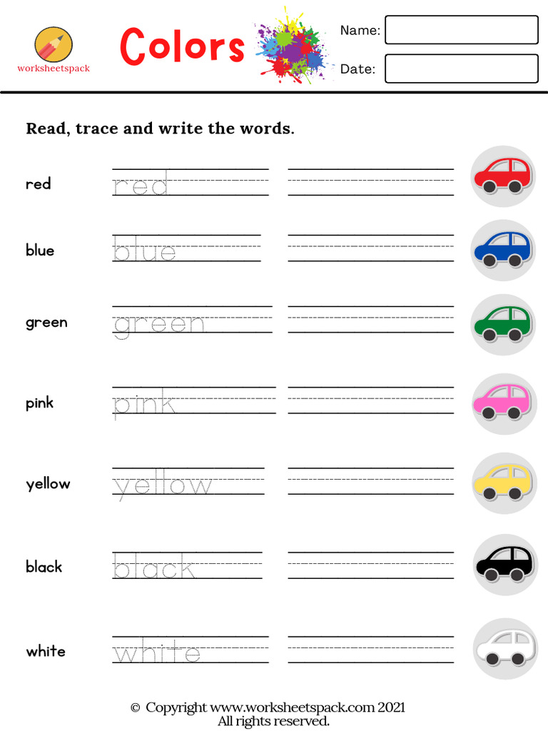 Color Words Read and Write | PDF