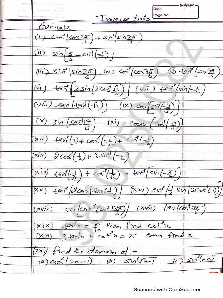 Inverse Trigo 2022 | PDF